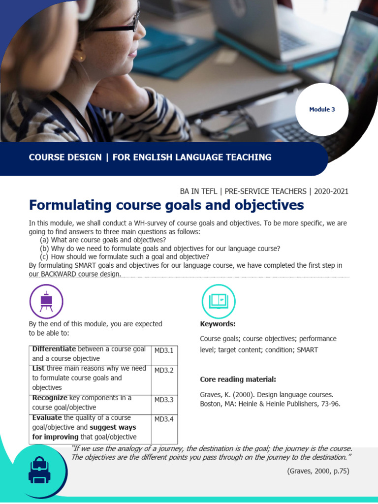 Module 3 Formulating Goals and Objectives | PDF | Vocabulary | Knowledge