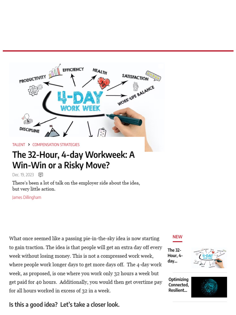 The 32-Hour, 4-Day Workweek - A Win-Win or A Risky Move - IndustryWeek ...