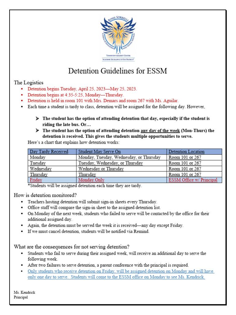 ESSM Detention Guidelines 4.25.2023 2 | PDF
