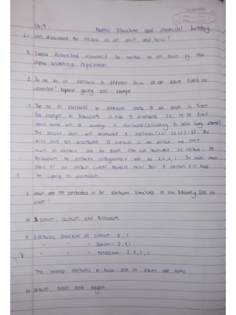 Atomic Structure Question and Answers | PDF