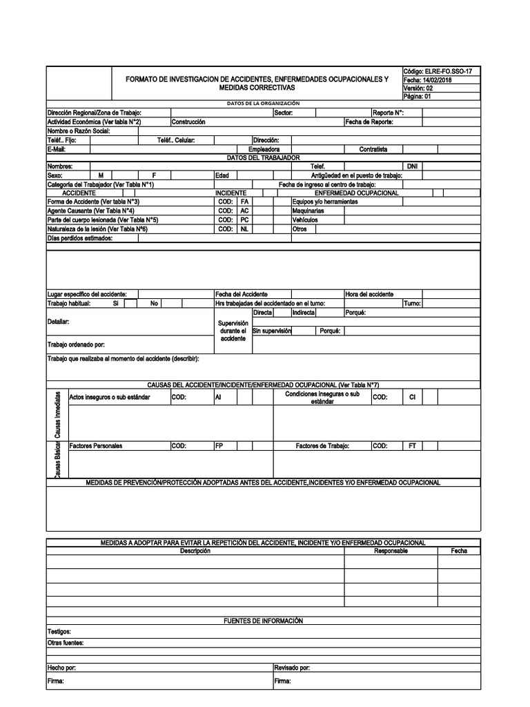 Formato Inv. de Accidente e Incidente y Medidas Correctivas | PDF | Minería