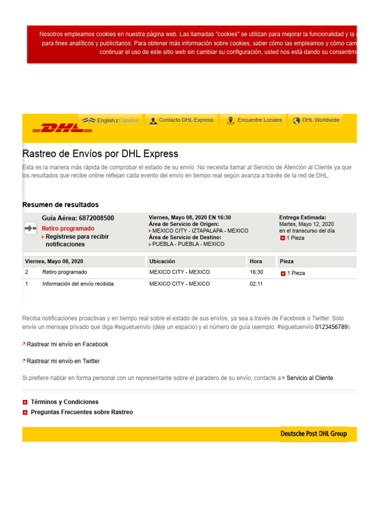 Rastreo, Rastrear Envíos, Paquetes, Envíos - Rastreo DHL Express | PDF