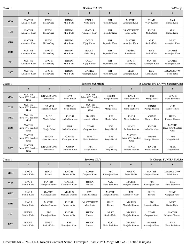 Class Timetable Final | PDF