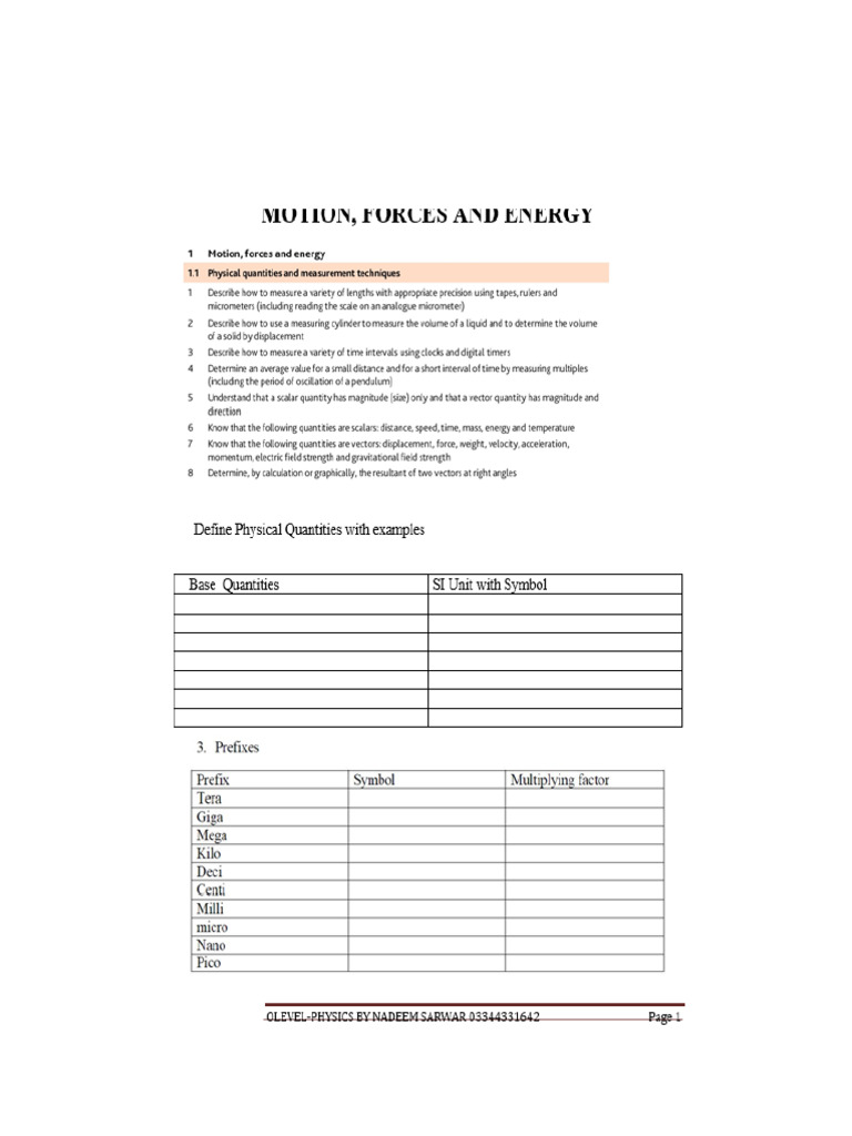 1 1 Physical Quantities And Techniques Pdf Volume Significant Figures