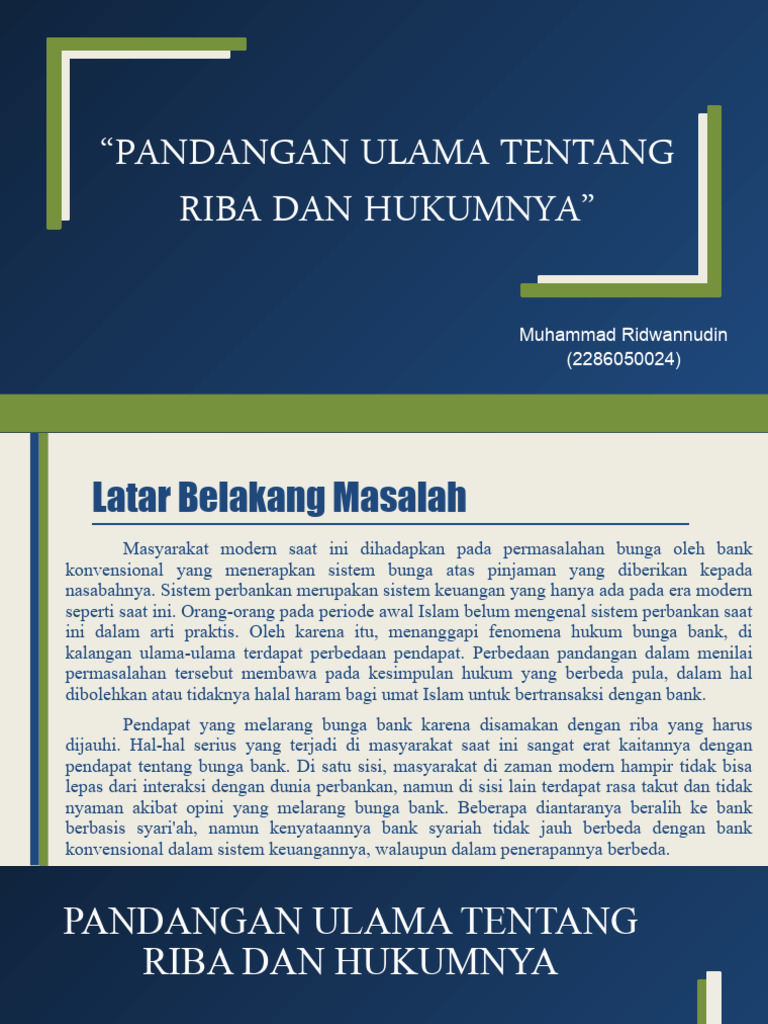 Pandangan Ulama tentang Riba dan Bunga Bank | PDF