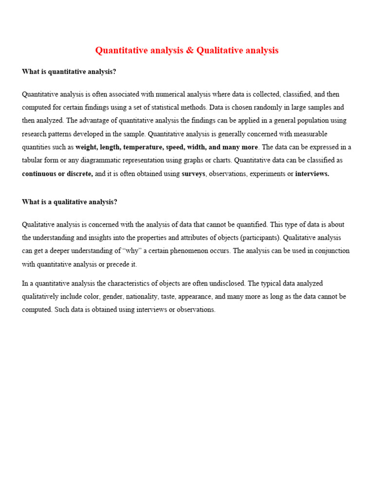 Quantitative Analysis & Qualitative Analysis | PDF | Quantitative ...