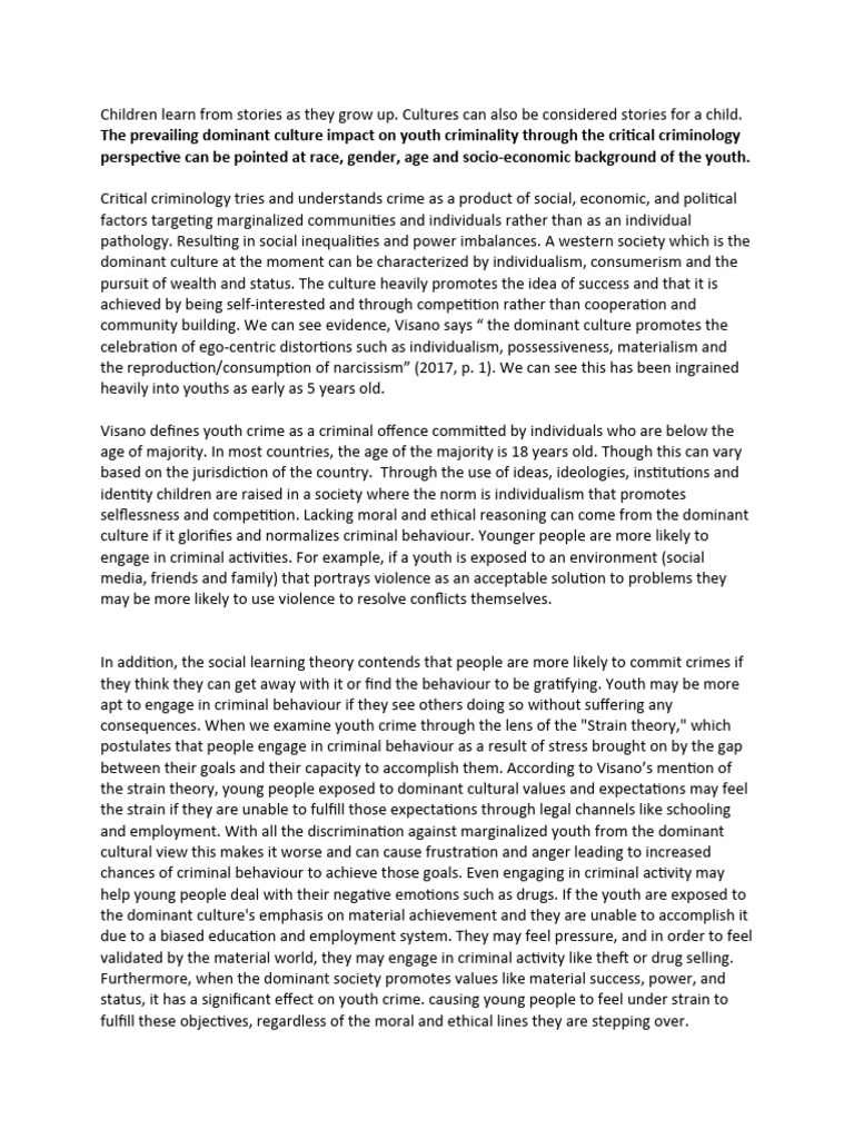 Justice For Chidren Essay Assignment 2 | PDF | Crimes | Crime & Violence