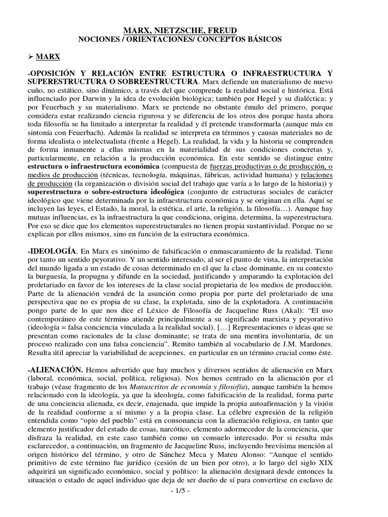 CONCEPTOS BASICOS MARX NIETZSCHE FREUD | PDF | Mente inconsciente | Psicoanálisis