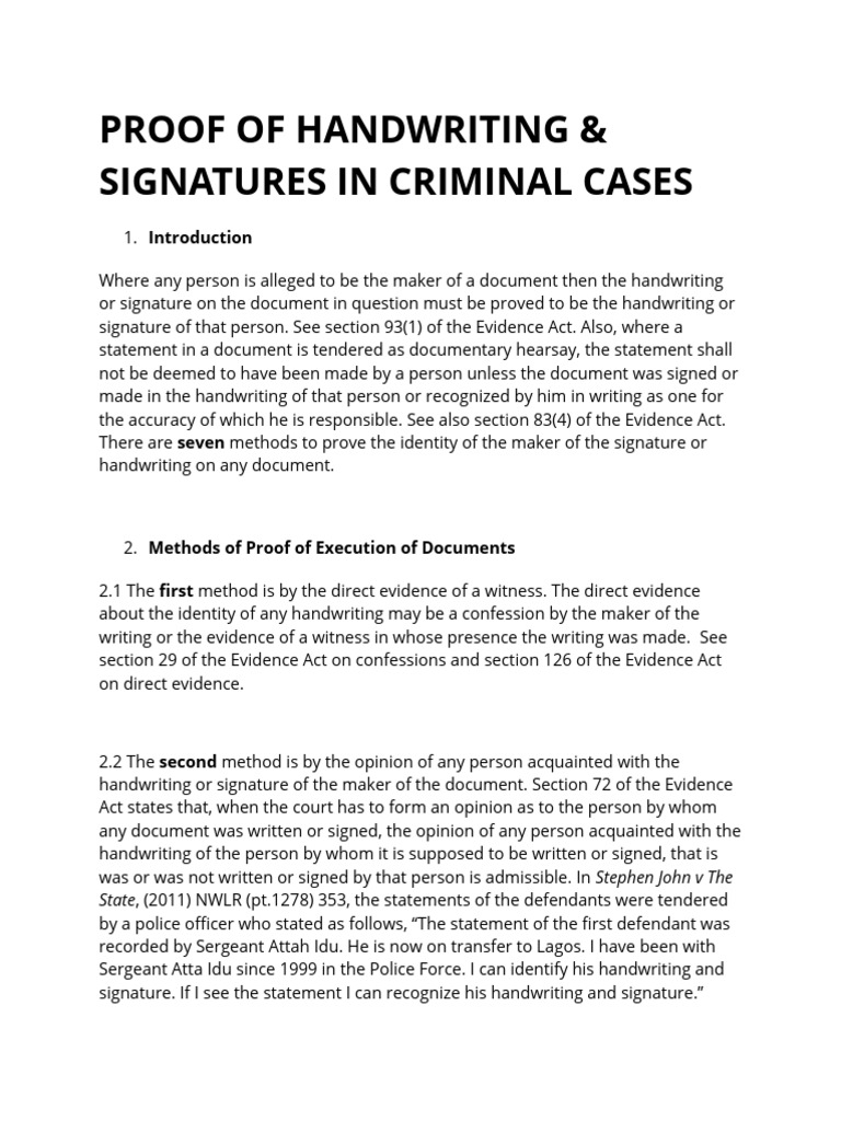 PROOF OF HANDWRITING | PDF | Evidence (Law) | Forgery