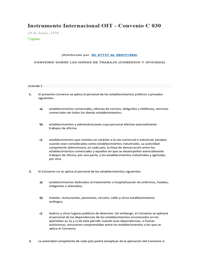 Convenio Oit C030 | PDF | Salario | Tiempo de trabajo