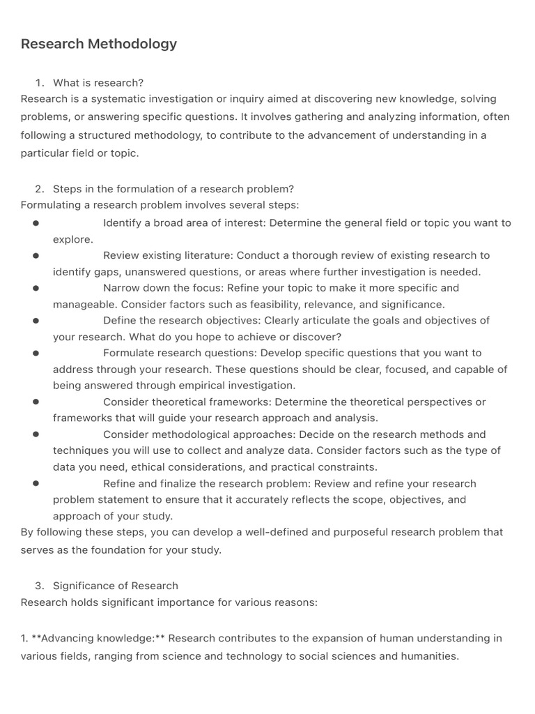 Research Methodology | PDF | Sampling (Statistics) | Methodology