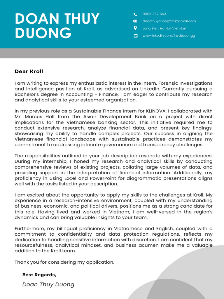 Kroll - Cover Letter | PDF