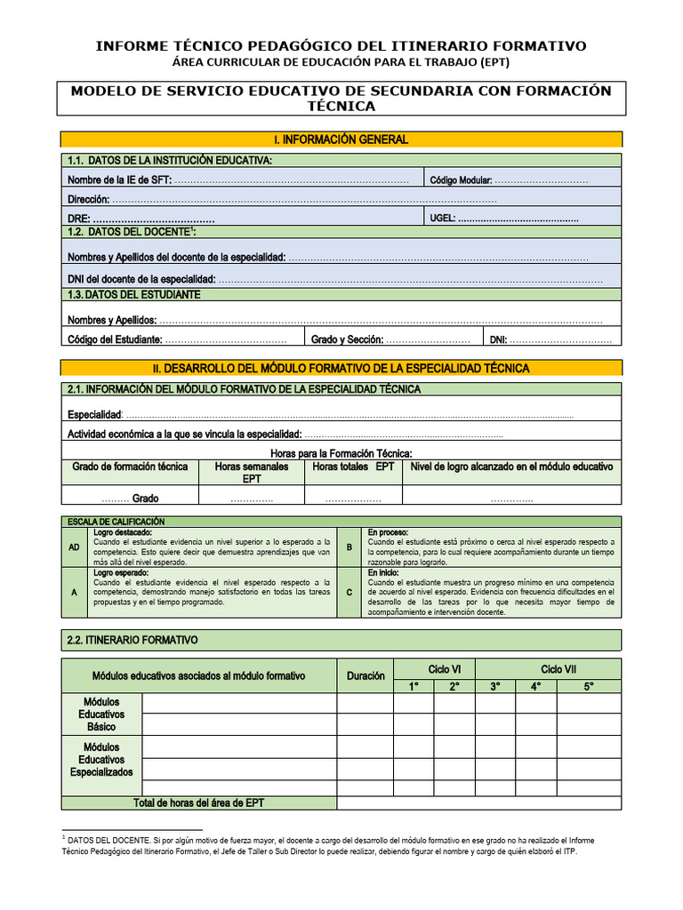 Formato de ITP SFT | PDF | Evaluación | Modificación de comportamiento