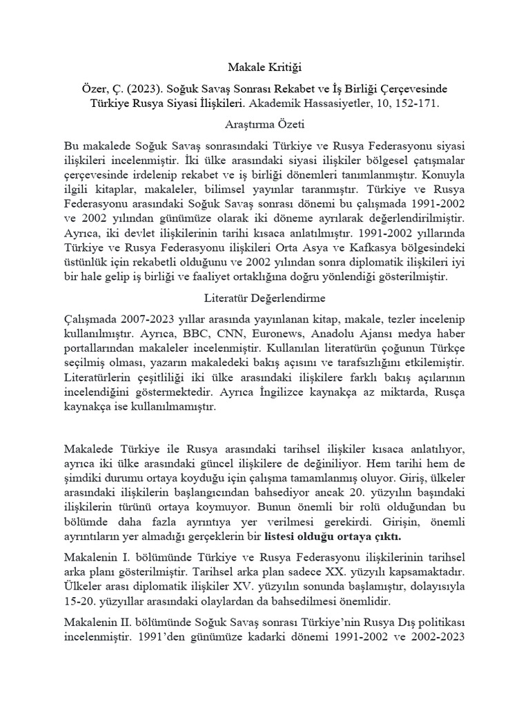 Makale Kritiği | PDF