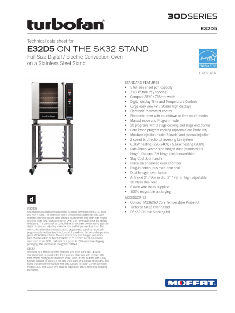 E32D5_SK32_TURBOFAN | PDF | Oven | Sheet Pan