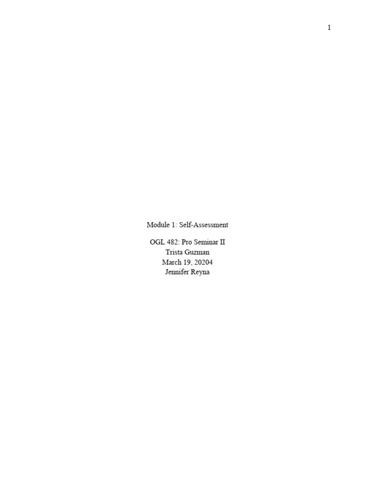 Module 1 Self Assessment | PDF | Autonomy | Psychology