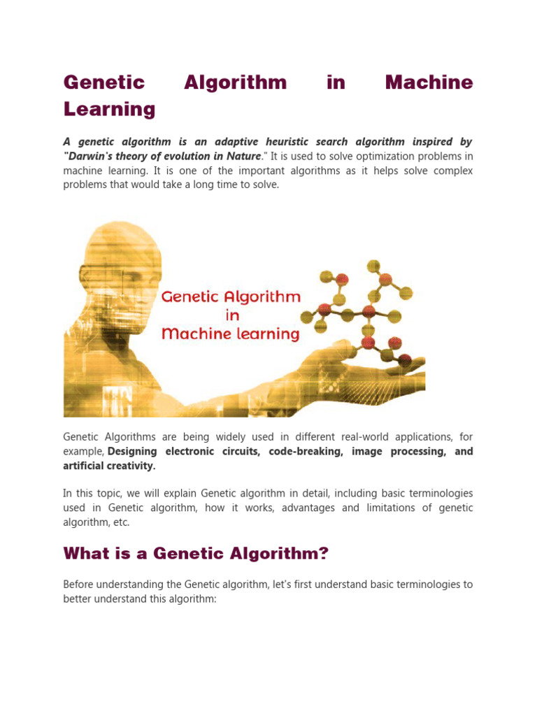 Genetic Algorithm in Machine Learning | Download Free PDF | Genetic Algorithm | Genetics