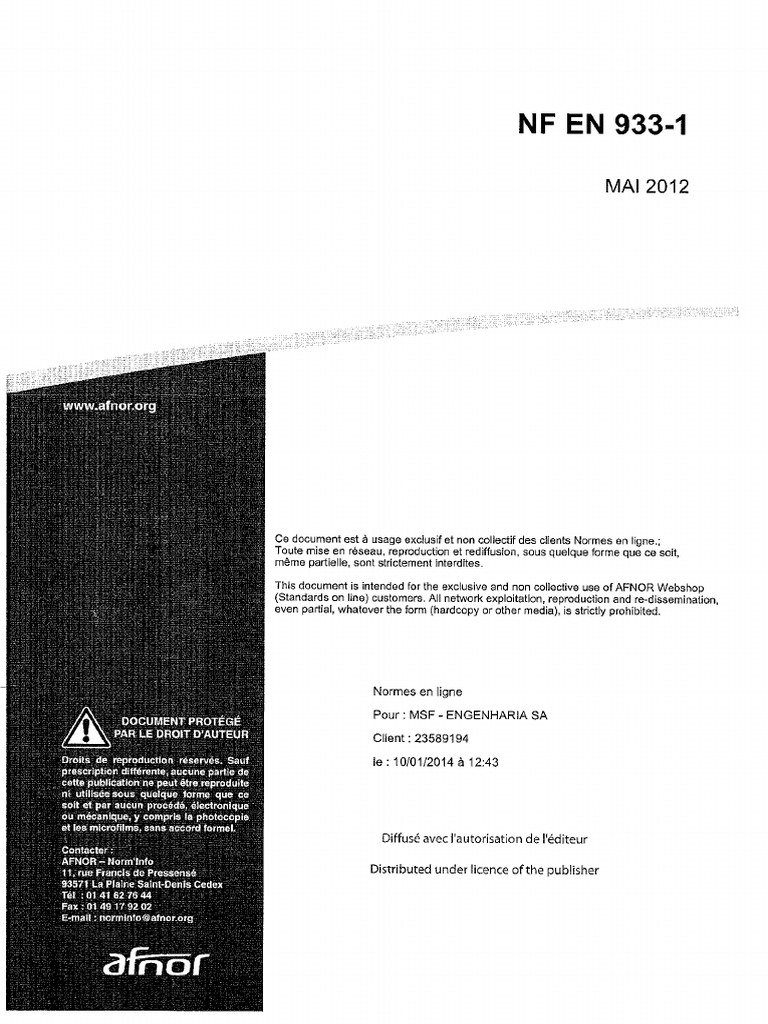 NF en 933-1 | PDF