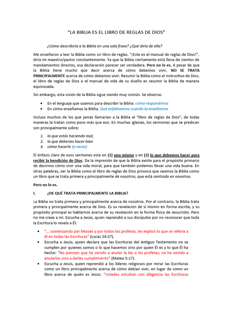 La Biblia Es El Libro de Reglas de Dios - Jueves 05 Julio | Descargar gratis PDF | Biblia | Jesús