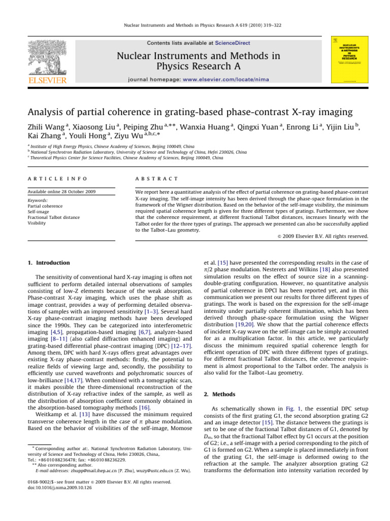 Analysis of Partial Coherence in Grating-Based Phase-Contrast X-Ray Imaging | PDF ...