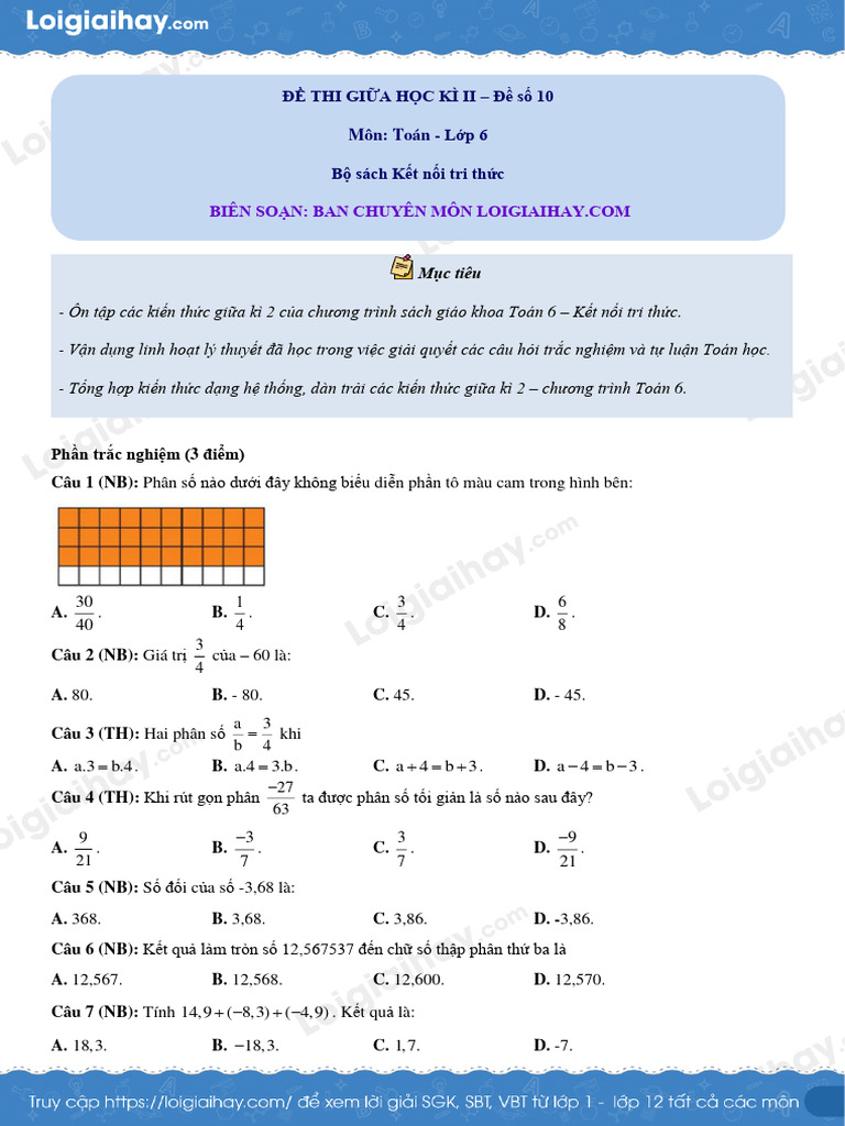 De Thi Giua Ki 2 Toan 6 Ket Noi Tri Thuc de So 10 1707124915 | PDF