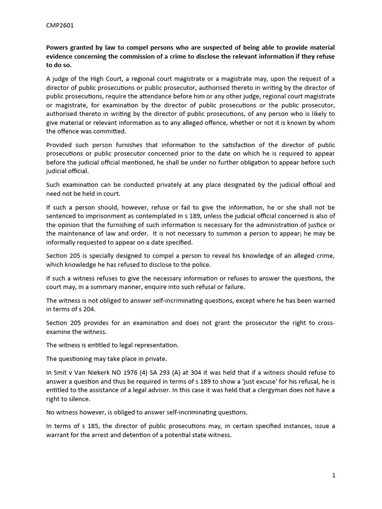 CMP2601 | PDF | Bail | Burden Of Proof (Law)