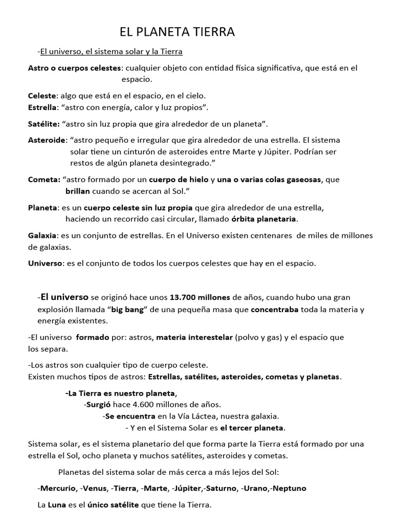 El Planeta Tierra | PDF | Tierra | Universo