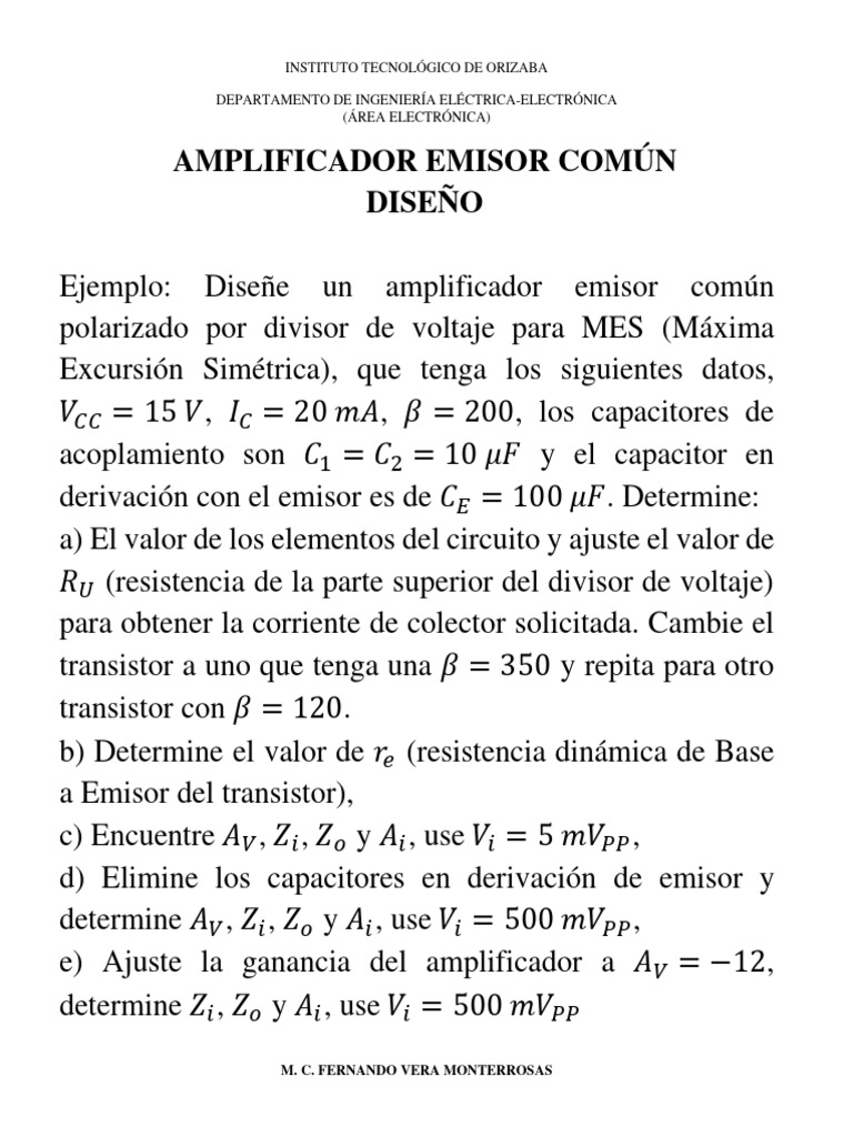 02 Diseño de Amplificador Emisor Común 20220217 | PDF | Transistor ...