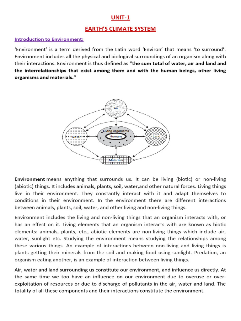 UNIT-1 (Earth's Climate System) | PDF | Ozone Depletion | Greenhouse Gas
