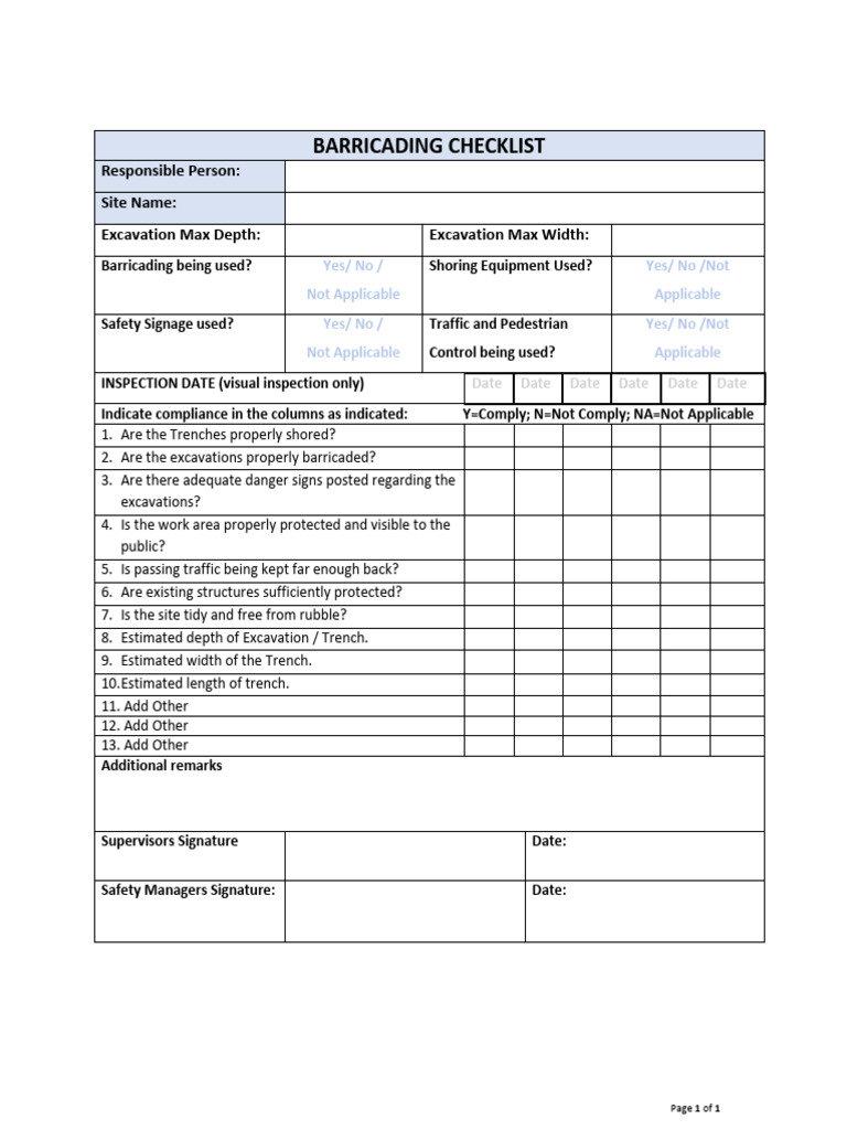 Checklist - Barricading - 2024 | PDF