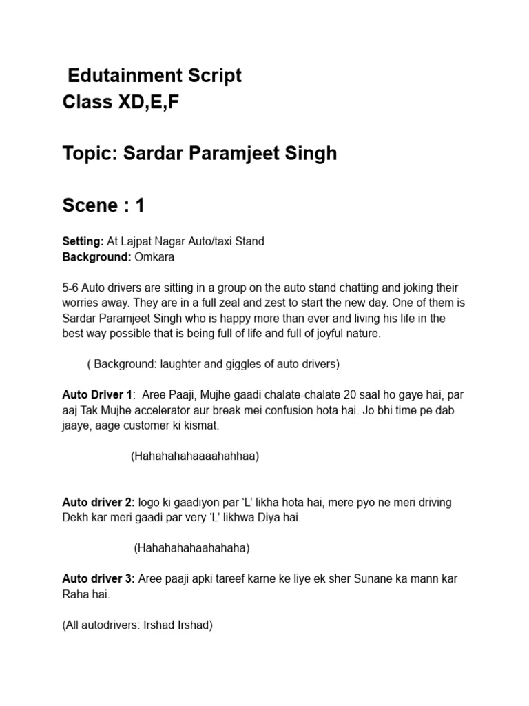 Edutainment Script XD, E, F | PDF