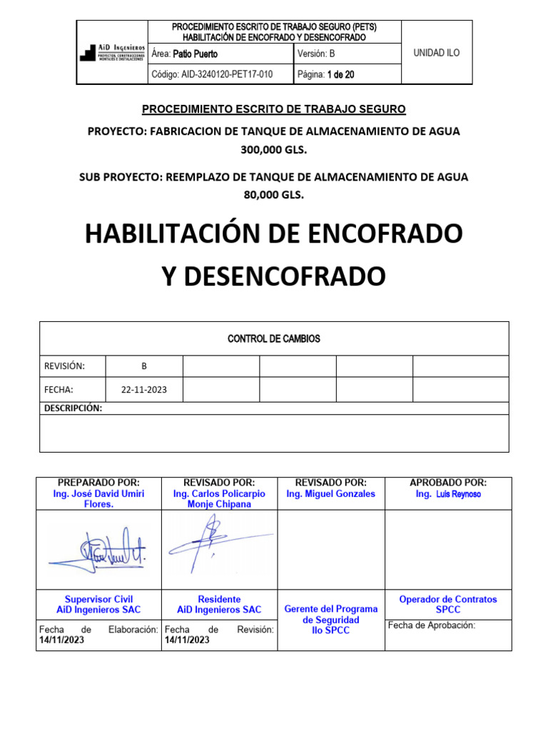 AID-3240120-PET17-010_B Habilitación encofrado y desencofrado | PDF ... AID-3240120-PET17-010_B Habilitación encofrado y desencofrado | PDF ...