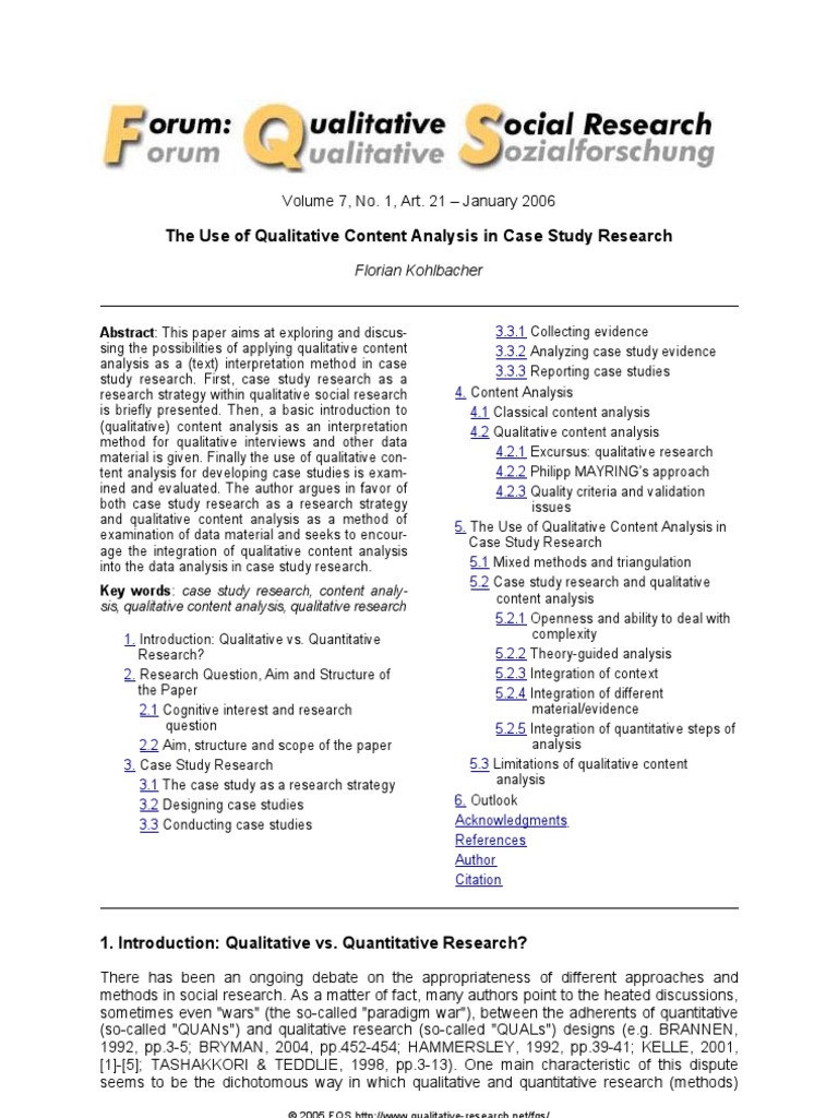 The Use of Qualitative Content Analysis in Case Study Research | PDF ...