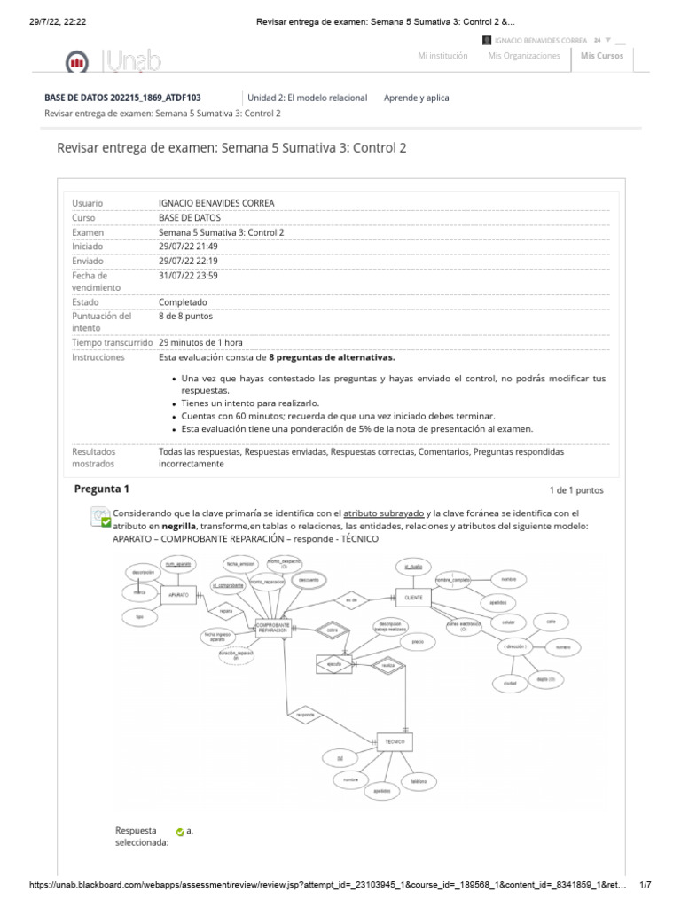 Revisar Entrega de Examen - Semana 5 Sumativa 3 - Control 2 &.. | PDF | Datos de computadora ...