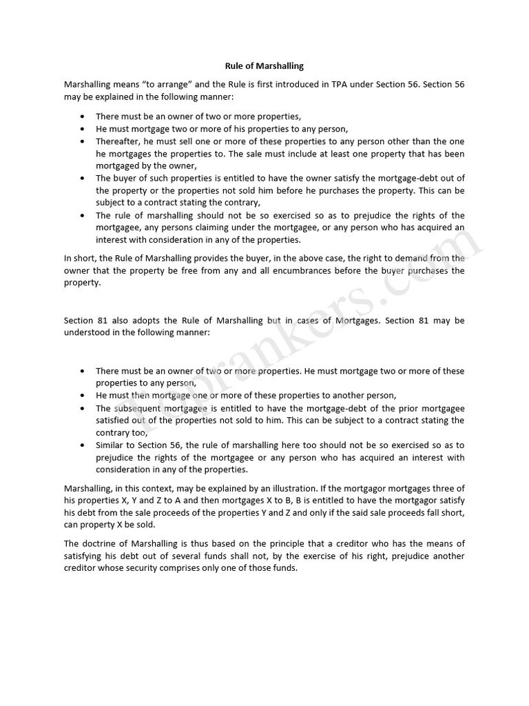 Rule of Marshalling and Contribution | PDF | Mortgage Law | Mortgages