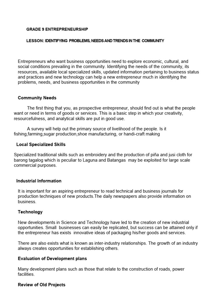 GRADE 9 Entrepreneurship | Download Free PDF | Entrepreneurship | Business
