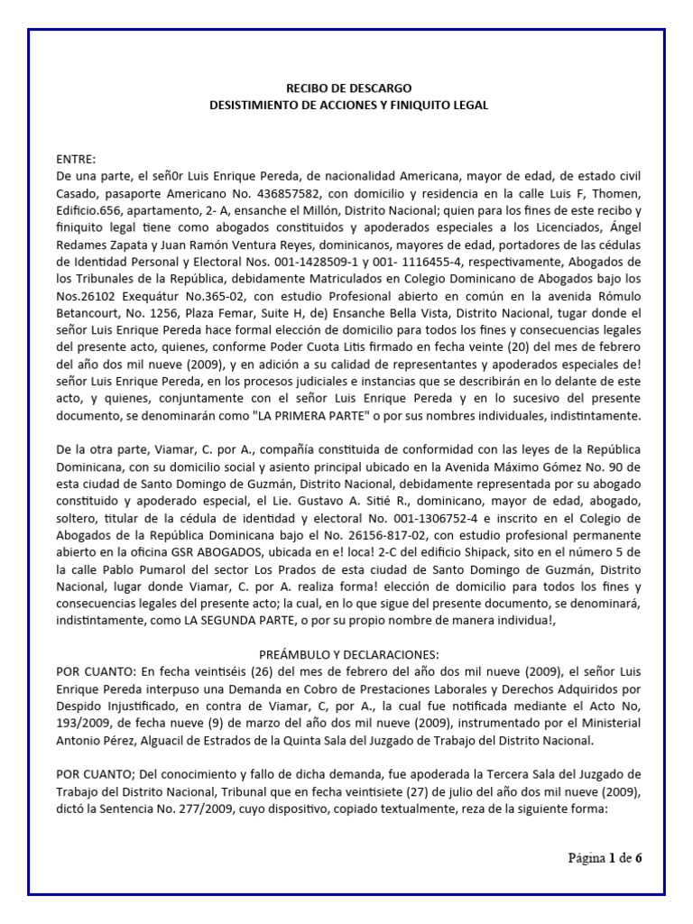 11-Recibo de Descargo Modelo (Correcto) | Descargar gratis PDF ...