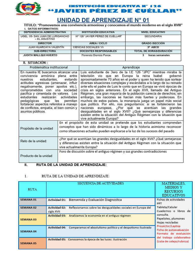 1° Unidad de Aprendizaje de CC - Ss. Tercero Abcd 2024 | PDF | Aprendizaje