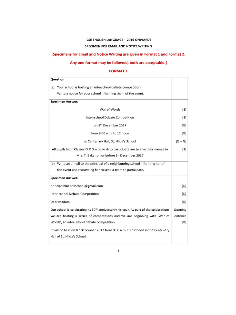 Format For Notice Email | PDF