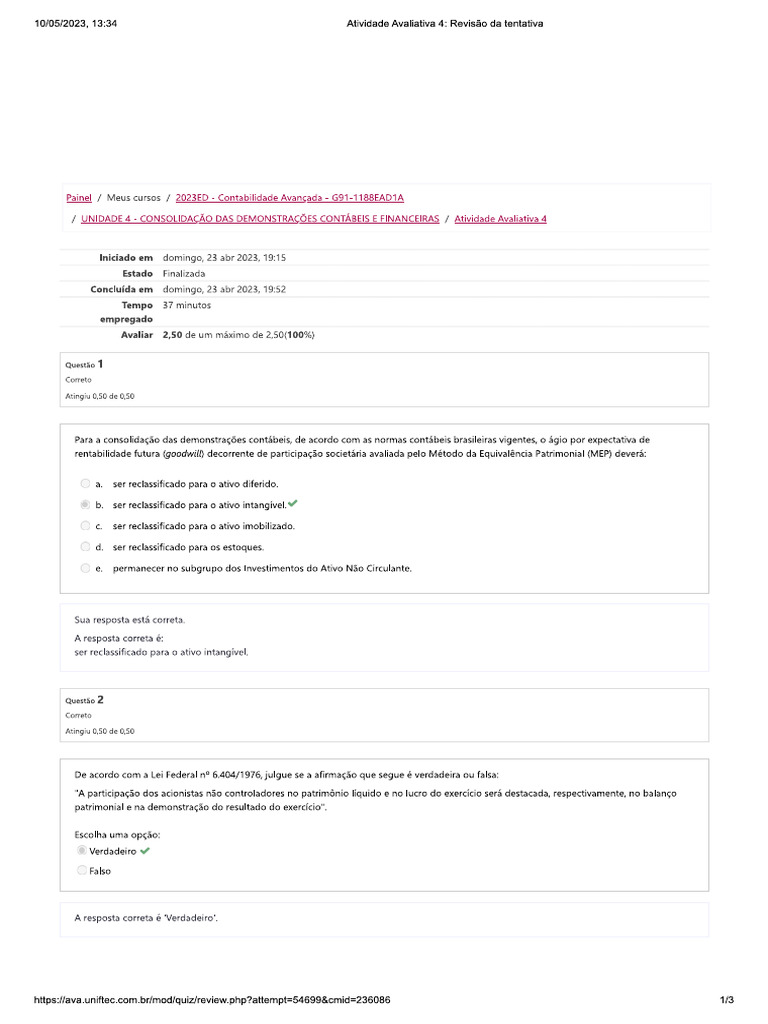 Atividade Avaliativa 4 - Revisão Da Tentativa | PDF