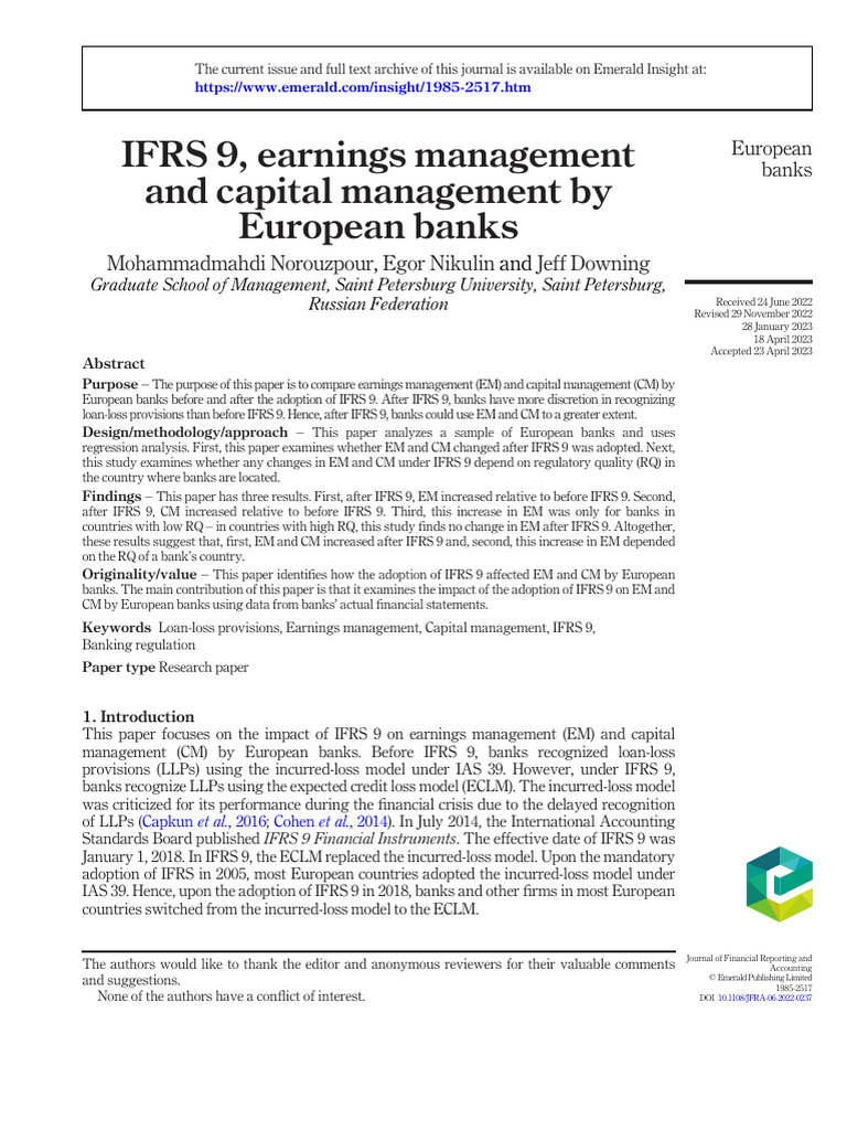 Impact of IFRS 9 on Bank Management | PDF | International Financial ...