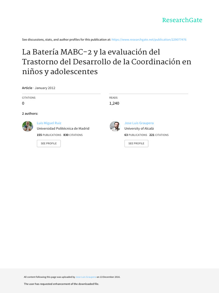La Bateria MABC 2 y La Evaluacion Del TR | PDF