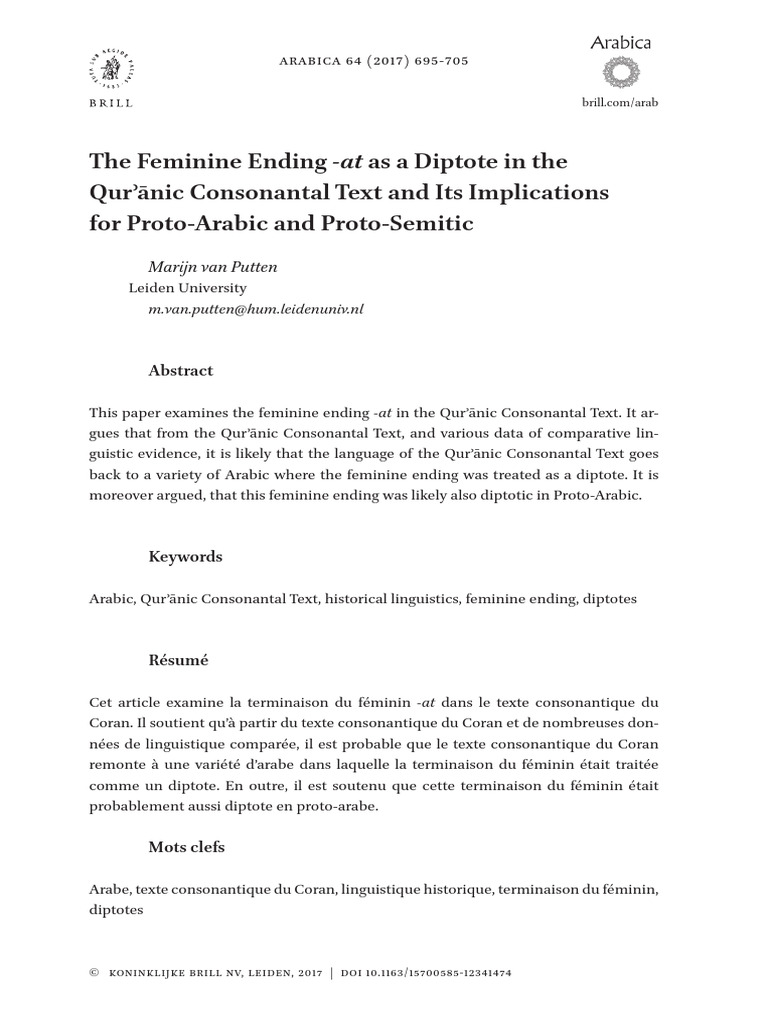 The Feminine Ending at As A Diptote in | Download Free PDF | Arabic ...