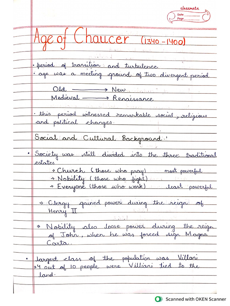 Age of Chaucer (Handwritten) | PDF