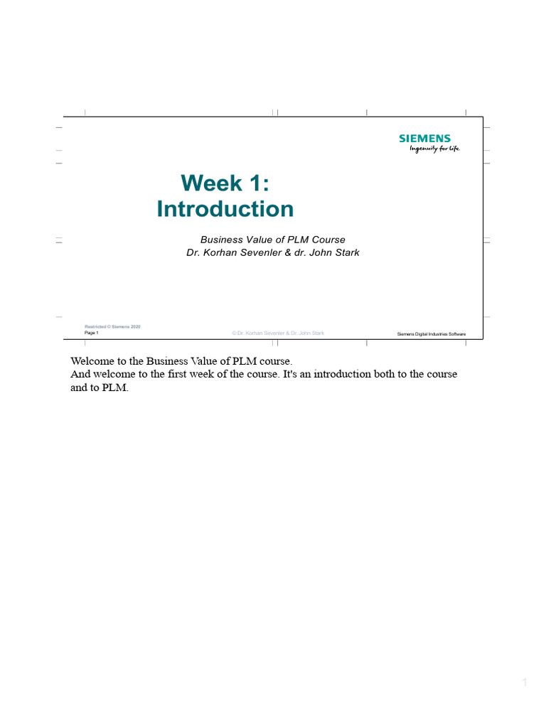 Session 01 - Introduction To PLM and Business Value of PLM PDF | Download Free PDF ...