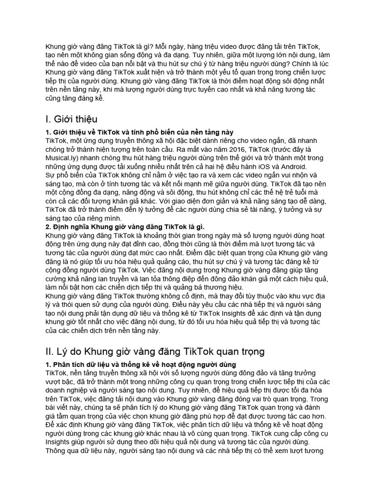 Khung giờ vàng đăng TikTok là gì - Cách đưa video lên xu hướng nhanh nhất | PDF