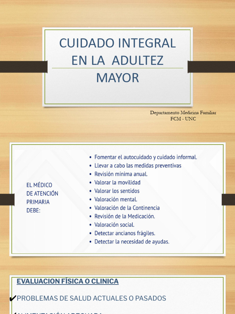 Cuidado Integral en Adultez Mayor | PDF | Adultos | Vejez