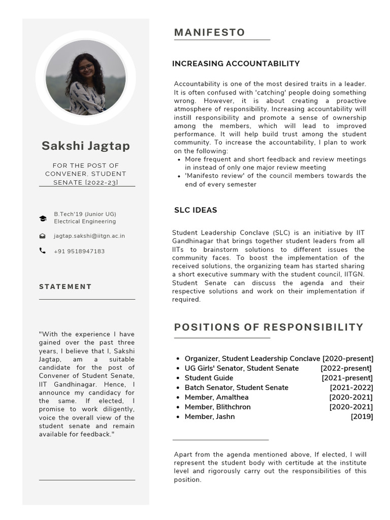Sakshi Jagtap Convener Manifesto | PDF | Career & Growth | Finance ... Sakshi Jagtap Convener Manifesto | PDF | Career & Growth | Finance ...