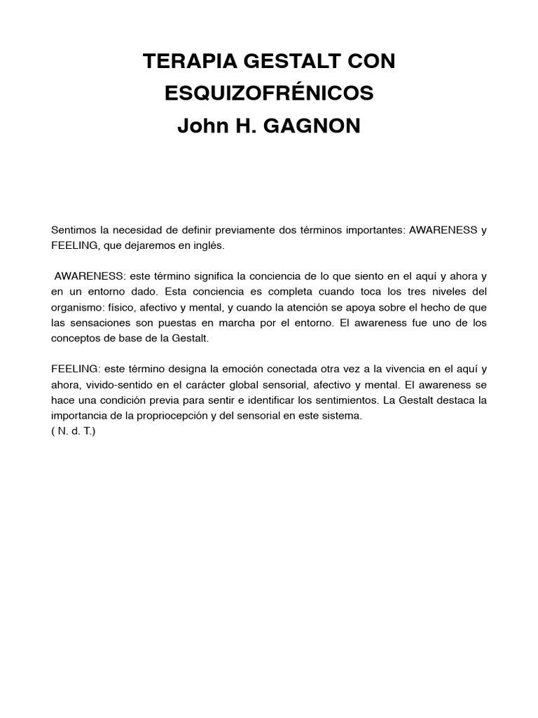 TERAPIA_GESTALT_CON | PDF | Esquizofrenia | Terapia Gestalt