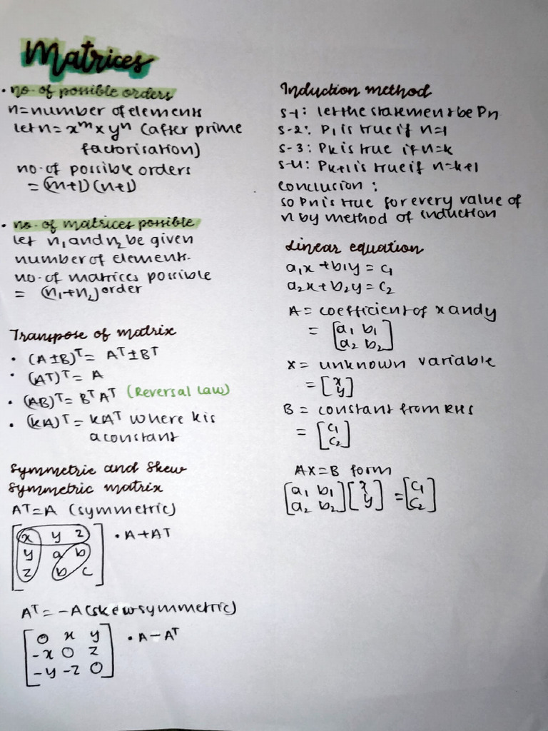 Chapter 2 Matrices | PDF
